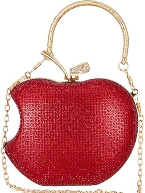Bags | Red Rhinestone Apple Purse Use As Clutch Or Crossbody Bag New ...